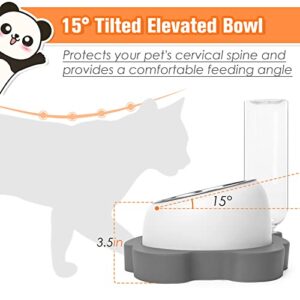 WZFFPAOJ Elevated Dog Cat Bowls, Tilted Cat Food and Water Bowl Set, Raised Stainless Steel Cat Bowls with Automatic Water Dispenser Bottle for Cats and Small Dogs Kitten Puppy