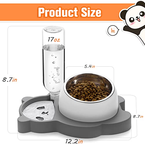 WZFFPAOJ Elevated Dog Cat Bowls, Tilted Cat Food and Water Bowl Set, Raised Stainless Steel Cat Bowls with Automatic Water Dispenser Bottle for Cats and Small Dogs Kitten Puppy