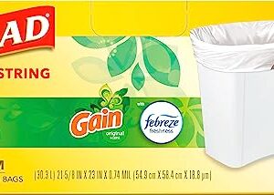 Glad Medium Drawstring Trash Bags, 8 Gal, Gain Original Scent with Febreze, 26 Ct, Pack May Vary