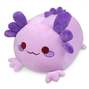 auspicious beginning cute axolotl plush pillow stuffed animal, kawaii cat face newt toys soft axolotl plush dolls for kids boys girls adults gifts (purple salamander,15.8inch)