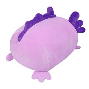 Auspicious beginning Cute Axolotl Plush Pillow Stuffed Animal, Kawaii Cat face Newt Toys Soft Axolotl Plush Dolls for Kids Boys Girls Adults Gifts (Purple Salamander,15.8inch)