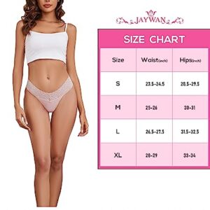 Jaywan Lace Thongs for Women Underwear Breathable Stretch Seamless Lace Thongs T Back Panties for Women 6 Pack S-XL Assorted