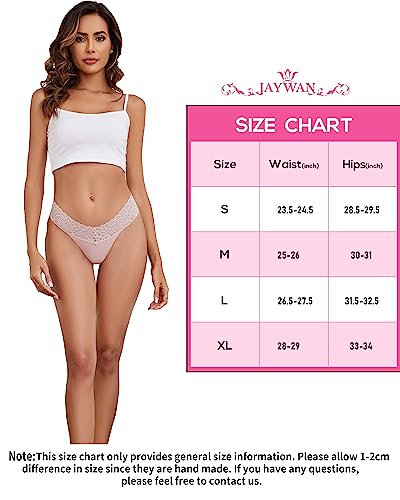 Jaywan Lace Thongs for Women Underwear Breathable Stretch Seamless Lace Thongs T Back Panties for Women 6 Pack S-XL Assorted