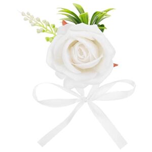 garneck wrist flower wedding decor wrist corsage bridesmaid bracelets corsage wristlet band bridesmaid wrist chains wrist corsage flowers wedding dress plastic decorative flower white