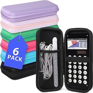 perkoop 6 pcs hard graphing calculator case compatible with ti 84 plus ce, 84 plus, 83 plus ce calculators storage holder bag scientific calculators box for usb cables pens pencil ruler calculator