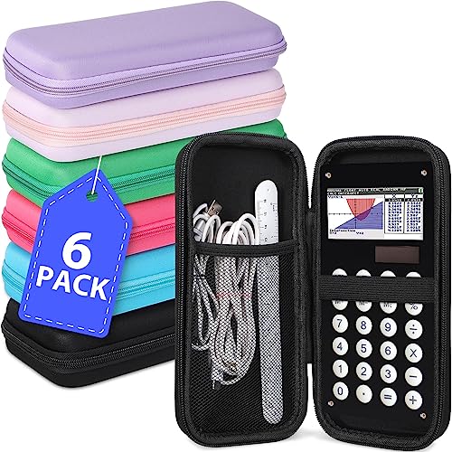 PerKoop 6 Pcs Hard Graphing Calculator Case Compatible with Ti 84 Plus Ce, 84 Plus, 83 Plus Ce Calculators Storage Holder Bag Scientific Calculators Box for USB Cables Pens Pencil Ruler Calculator