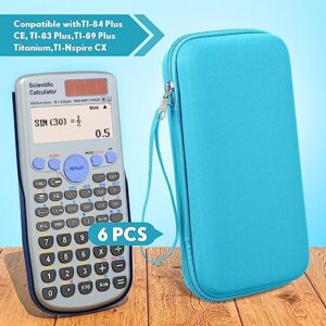 PerKoop 6 Pcs Hard Graphing Calculator Case Compatible with Ti 84 Plus Ce, 84 Plus, 83 Plus Ce Calculators Storage Holder Bag Scientific Calculators Box for USB Cables Pens Pencil Ruler Calculator