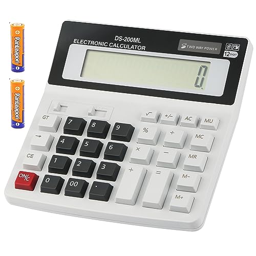 YEBMoo Large Computer Electronic Calculator Counter Solar & Battery Power 12 Digit Display Multi-Functional Big Button for Business Office School Calculating (YE-200ML)