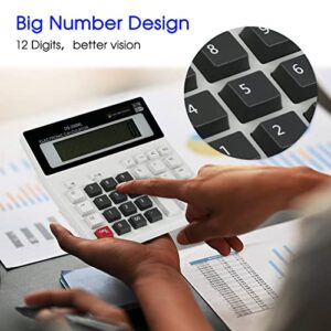 YEBMoo Large Computer Electronic Calculator Counter Solar & Battery Power 12 Digit Display Multi-Functional Big Button for Business Office School Calculating (YE-200ML)