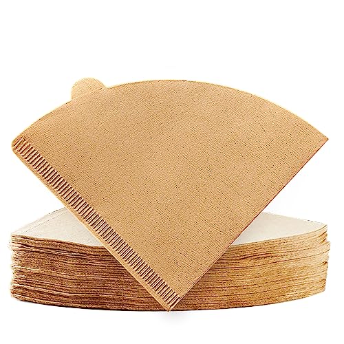 Gute Cone Coffee Filters, 200 Count 2-4 Cups Unbleached Natural Brown V02 Disposable Coffee Filter Paper, V-Shaped Pour Over Coffee Dripper and Drip Coffee Maker, Size 02