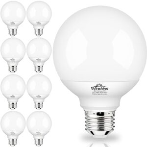 winshine 8 pack e26 led globe light bulbs, 3000k soft white 40w equivalent 120v bathroom light bulbs, g25 vanity light bulb for bathroom makeup mirror, bedroom lights cri85+, 550lm, non-dimmable