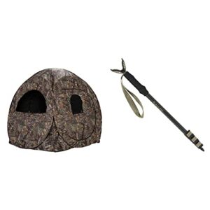 rhino blinds r75-rte 2 person hunting ground blind, realtree edge & allen company shooting stick, monopod, adjustable in height (21.5 to 61 inches), aluminium, hunting accessories, black (2163)