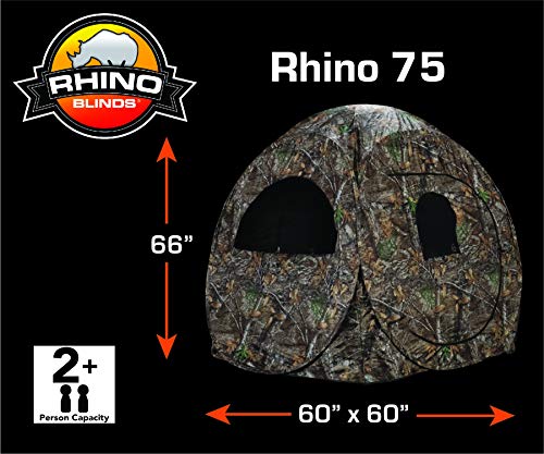 Rhino Blinds R75-RTE 2 Person Hunting Ground Blind, Realtree Edge & Allen Company Shooting Stick, Monopod, Adjustable in Height (21.5 to 61 inches), Aluminium, Hunting Accessories, Black (2163)