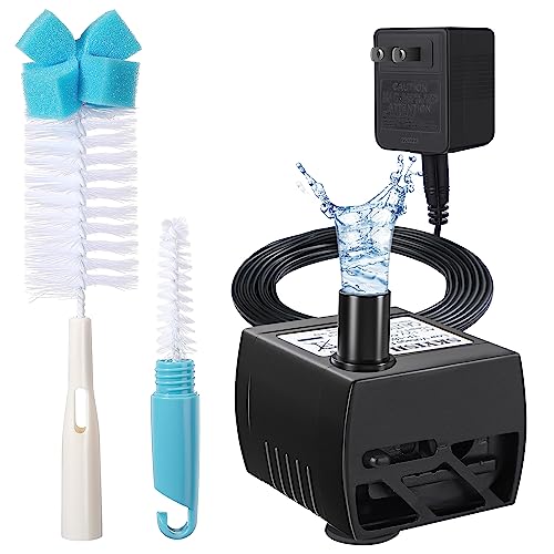 Dreyoo Pet Water Fountain Pump Compatible with PioneerPet Smartcat Fountain, Cat Water Fountain Pump Replacement with Cleaning Brush Kit for Cat Water Dispender Pet Drinking Fountain