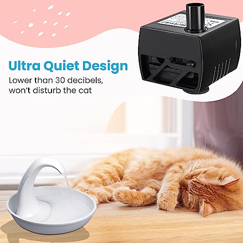 Dreyoo Pet Water Fountain Pump Compatible with PioneerPet Smartcat Fountain, Cat Water Fountain Pump Replacement with Cleaning Brush Kit for Cat Water Dispender Pet Drinking Fountain