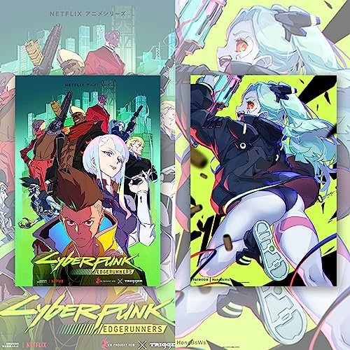 MiodiyaArt Anime Cyberpunk Edgerunners Poster 8 Pcs 16.5 x 11.5 inch Wall Decor Anime Merch Art Prints HD Posters for Fans