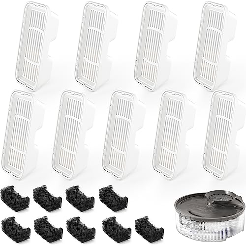 Neareal Dog Water Fountain Filters 9 Pack Replacement Filters & Pre-Filter Sponges for 5L/168oz Automatic Pet Fountain Cat Water Fountain