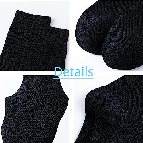 Mini angel Boys Girls Crew Socks Seamless Cotton Socks Kids School Socks Dress Socks for 8-10 Years, 6 Pairs (Black, L)