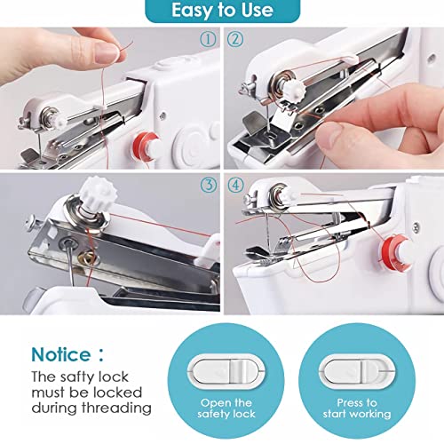 Handheld Sewing Machine,Mini Sewing Machine for Beginners and Adults Quick Stitching,Portable Sewing Machine with Sewing Supplies Suitable for Home,Travel,DIY