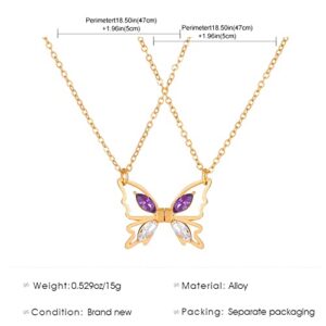 IPMIDZHI Friendship Necklace BFF Necklace for 2 Cute Matching Butterfly Pendant Best Friend Necklaces for Girls Women Friends Birthday Gifts