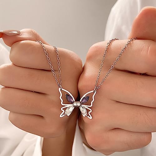 IPMIDZHI Friendship Necklace BFF Necklace for 2 Cute Matching Butterfly Pendant Best Friend Necklaces for Girls Women Friends Birthday Gifts