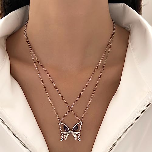 IPMIDZHI Friendship Necklace BFF Necklace for 2 Cute Matching Butterfly Pendant Best Friend Necklaces for Girls Women Friends Birthday Gifts