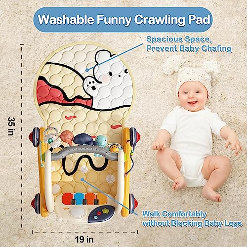 Baby Play Gym Baby Mat, Baby Activity Center Gym Kick Play Piano Musicial Lights, Baby Tummy Time Mat Gift for Infant Babies Newborn Toddlers Boys Girls