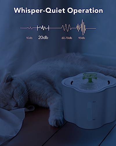 HICC PULE Cat Water Fountain, 101oz/3L Ultra Quiet Automatic Pet Water Fountain with Water Level Window, BPA-Free Dog Water Dispenser with with Two Flow Modes, Multi-Filtration