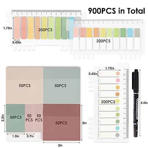 EOOUT 900 Sheets Transparent Sticky Notes 3x3 Inches, Pastel Morandi Page Markers Self-Adhesive Translucent Clear Index Tabs Flags for Annotating Books Bible Journaling Aesthetic School Study Supplies