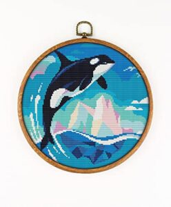 killer whale cs1274-1 - counted cross stitch kit#2. set of threads, needles, aida fabric, needle threader, embroidery clippers and printed color pattern inside.