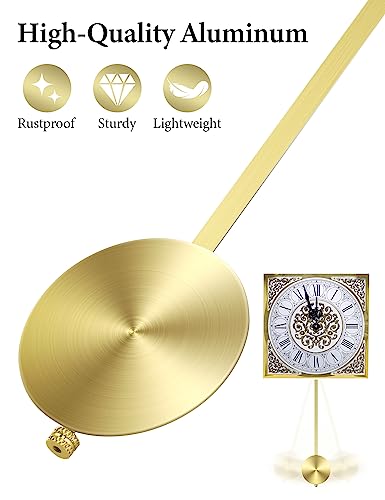 NiHome Quartz Wall Clock Pendulum Replacement Aluminum Traditional Mechanical Clock Pendulum Grandfather Clock Pendulum Replacement High Gloss Clock Pendulum (Gold)