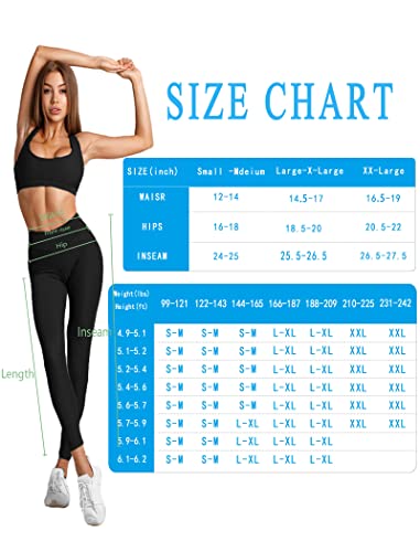 TMAIHOHIA 3 Pack High Waisted Leggings for Women Workout Gym Tummy Control Compression Butt Lift Leggings Yoga Pants L/XL Black/Black/Black