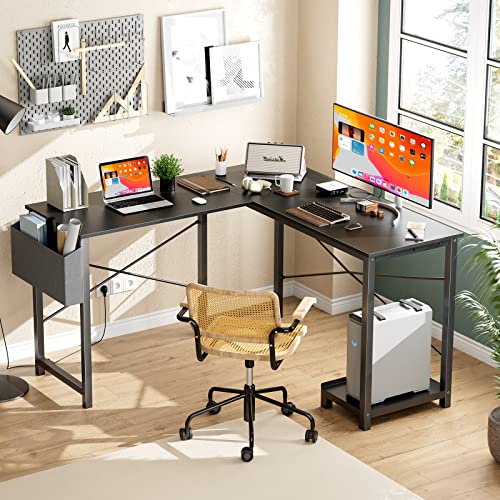 OLIXIS Computer Desk for Home Office Storage and CPU, 50 inch, Black