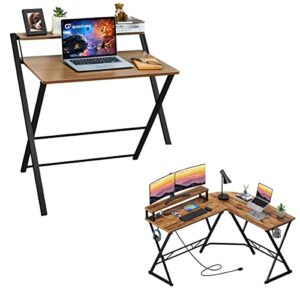 greenforest bundles of folding desk and l shaped desk