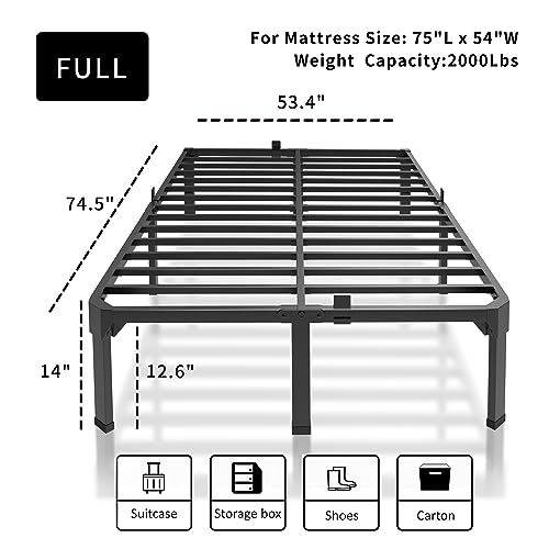 Superay 14 Inch Metal Twin Bed Frame with Mattress Slide Stopper - Single Black Basic Anti Squeak Steel Slats Platform, Easy Assembly Heavy Duty Noise Free Bedframes, No Box Spring Needed