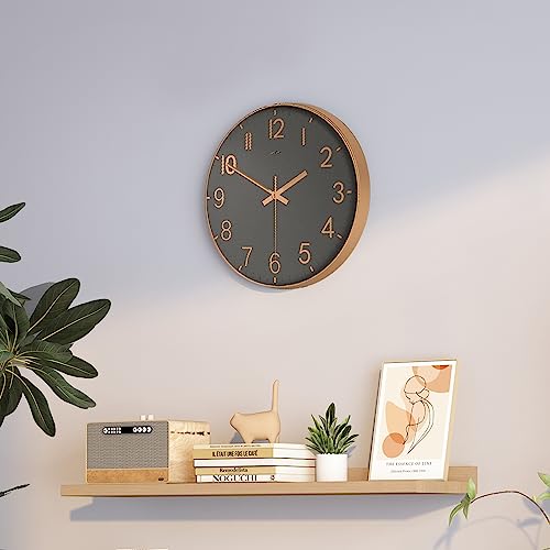 Whiteleopards Black 12 inch Wall Clocks Battery Operated Silent Non Ticking Modern Wall Clock for Living Room Bedroom Kitchen Office Classroom Decor, Black and White