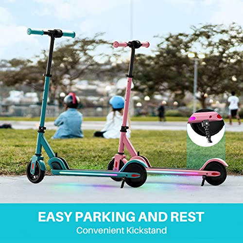 SmooSat Pro Electric Scooter for Kids, Colorful Rainbow Light, LED Display, Adjustable Speeds and Heights, Foldable E-Scooter for Ages 8 and Up