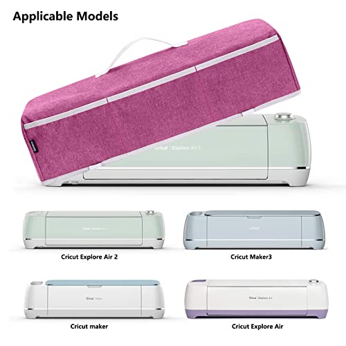 Ginsco Waterproof Dust Cover for Cricut Maker 3, Cricut Maker, Cricut Explore 3 Machine, Cricut Explore Air 2, Cricut Maker Cover with 3 Front Pockets for Cricut Accessories and Supplies Tools Pens Reddish Purple