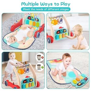 Baby Gym Play Mat Baby Walker, Pakoo Tummy Time Mat Piano Baby Playmat, Musical Activity Center Mat Play Mats as Birthday Christmas Gift for Babies and Toddlers