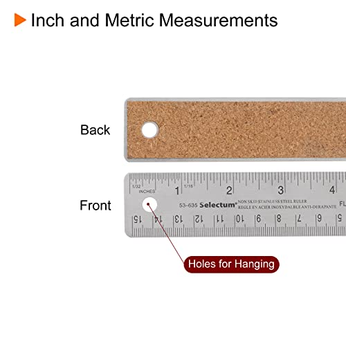 HARFINGTON 2pcs Stainless Steel Rulers with Non-Skid Backing 15cm/6" Inch and Metric Metal Ruler Straight Edge Measuring Tool