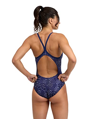 Arena Women's Standard Performance Kikko Pro Light Drop Back Swimsuit, Navy/Navy Multi