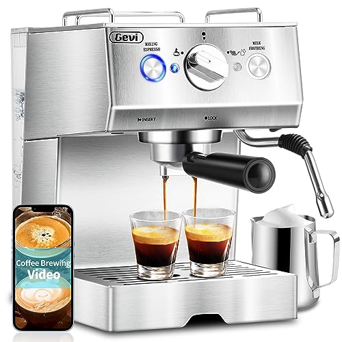 Espresso Machine, Stainless Steel Espresso Machine with Milk Frother for Latte, Cappuccino, Machiato,for Home Espresso Maker, 1.8L Water Tank, Semi Automatic Espresso Machines 20 Bar