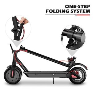 MoNiBloom E Scooter 19 Mph & 16 Mile Range, 8.5" Solid Tires Electric Kick Scooter w/Maximum Grade Climb of 15%, Cruise Control, IP4 Waterproof Load 330lbs Folding Commuting Scooter for Adults & Teens