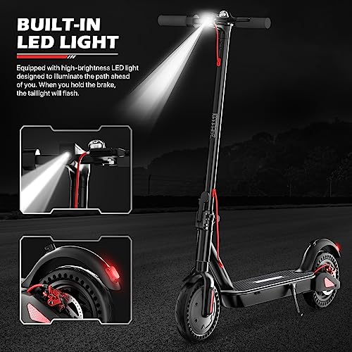 MoNiBloom E Scooter 19 Mph & 16 Mile Range, 8.5" Solid Tires Electric Kick Scooter w/Maximum Grade Climb of 15%, Cruise Control, IP4 Waterproof Load 330lbs Folding Commuting Scooter for Adults & Teens