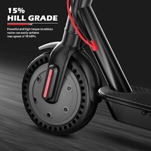 MoNiBloom E Scooter 19 Mph & 16 Mile Range, 8.5" Solid Tires Electric Kick Scooter w/Maximum Grade Climb of 15%, Cruise Control, IP4 Waterproof Load 330lbs Folding Commuting Scooter for Adults & Teens