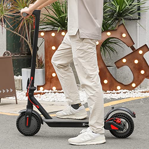 MoNiBloom E Scooter 19 Mph & 16 Mile Range, 8.5" Solid Tires Electric Kick Scooter w/Maximum Grade Climb of 15%, Cruise Control, IP4 Waterproof Load 330lbs Folding Commuting Scooter for Adults & Teens