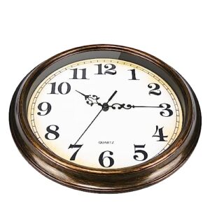 Yoiolclc Wall Clock Battery Operated Silent Non-Ticking Vintage Wall Clocks for Kitchen, School, Living Room (12Inch, Bronze)