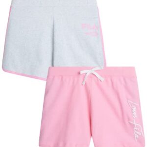 Fila Girls' Active Shorts - 2 Pack French Terry Sweat Shorts - Gym Running Performance Athletic Shorts (7-16), Size 7-8, Light Pink/Light Grey