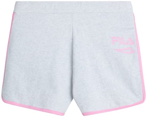 Fila Girls' Active Shorts - 2 Pack French Terry Sweat Shorts - Gym Running Performance Athletic Shorts (7-16), Size 7-8, Light Pink/Light Grey