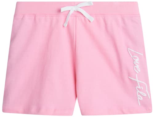 Fila Girls' Active Shorts - 2 Pack French Terry Sweat Shorts - Gym Running Performance Athletic Shorts (7-16), Size 7-8, Light Pink/Light Grey